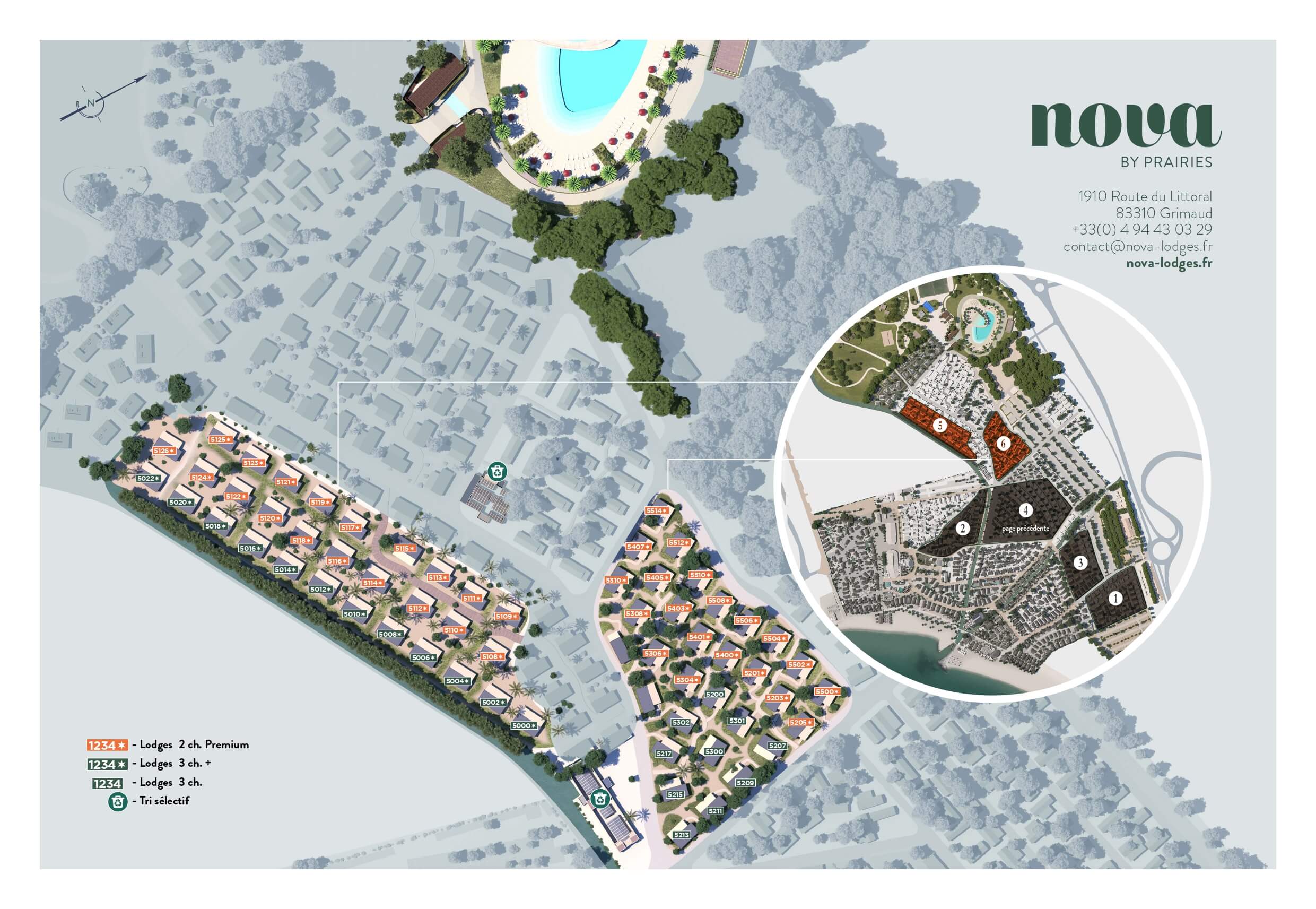 Mobilheim Praires de la Mer Port Grimaud Frankreich - Plan Nova Lodges